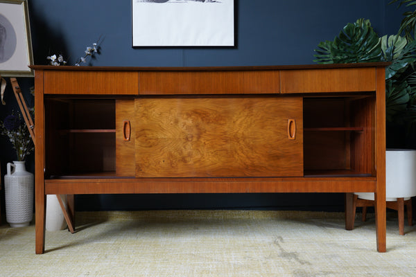 Mid-Century Convex Curved Free-standing Sideboard with Walnut Veneer ...